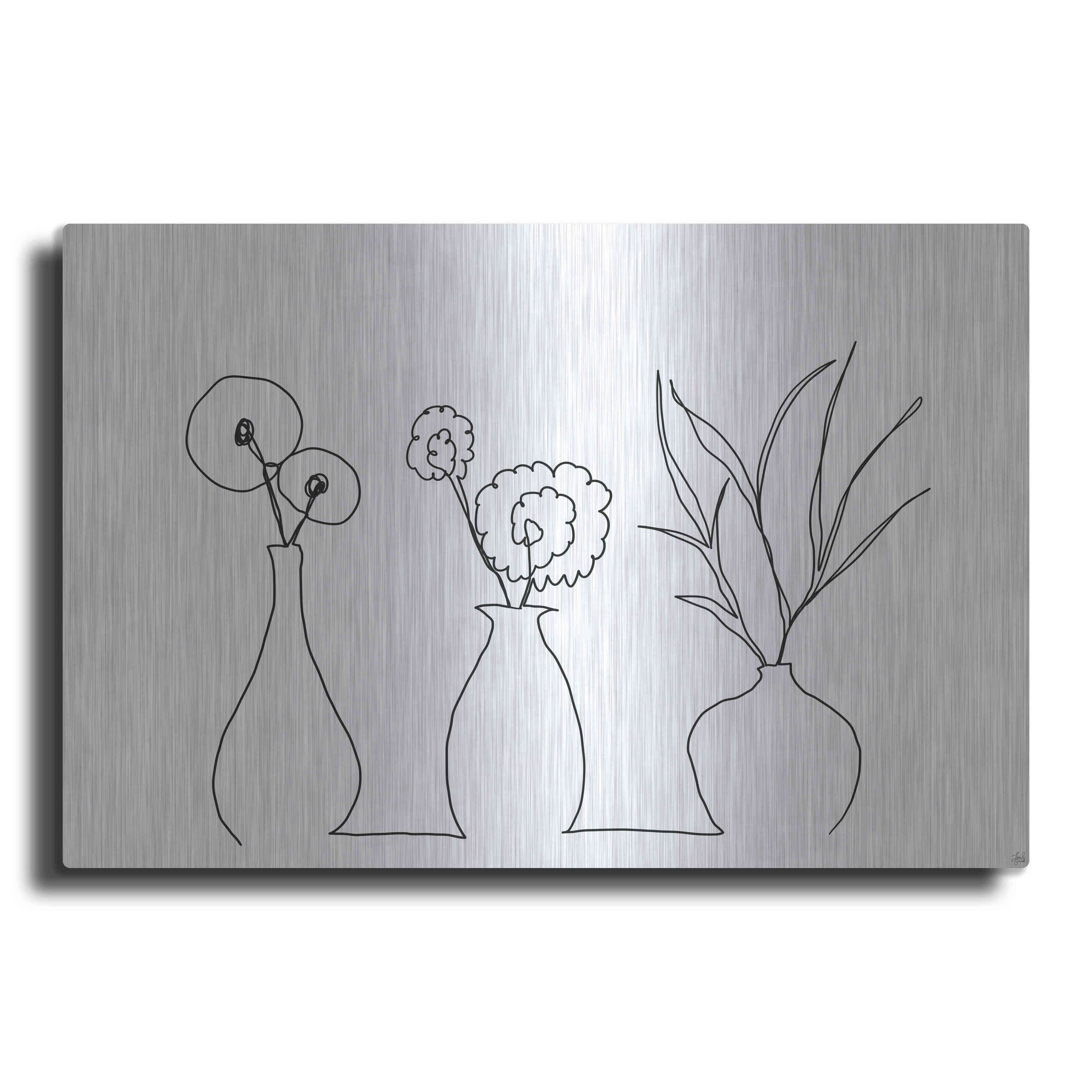 Luxe Metal Art 'Floral Set Still Life 4' by Line and Brush, Metal Wall ...