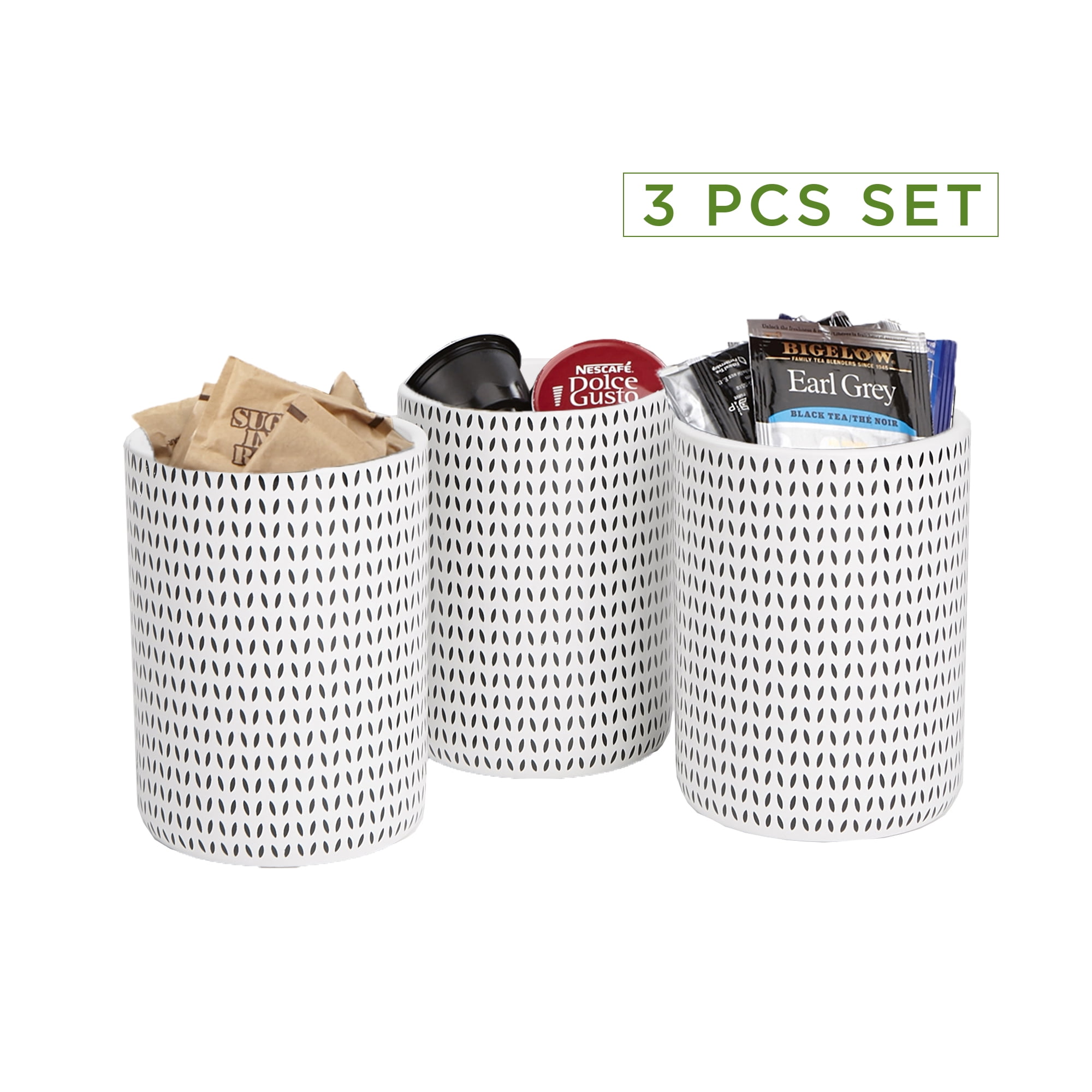 Mind Reader 3 pc Medium Ceramic Canister Set with Lids, Round Canister ...