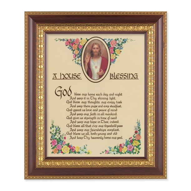 House Blessing Picture Framed Wall Art Decor, Large, Dark Cherry with ...