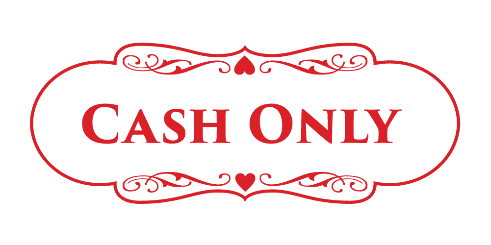 Designer Cash Only Sign (White/Red) - Large - Walmart.com