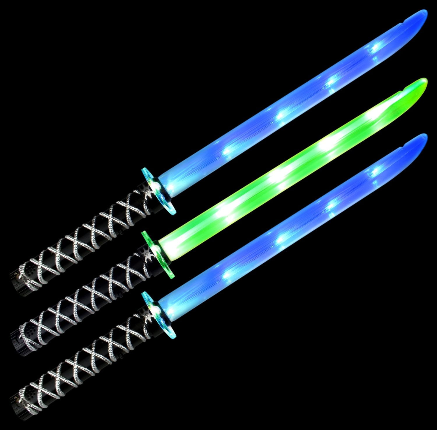Set of 3 VT Ninja Samurai Katana Flashing LED & Clanging Sounds Party ...