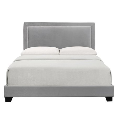 Home Fare Contrast Welt Trim Queen Bed in Cream / Dove Grey | Walmart ...