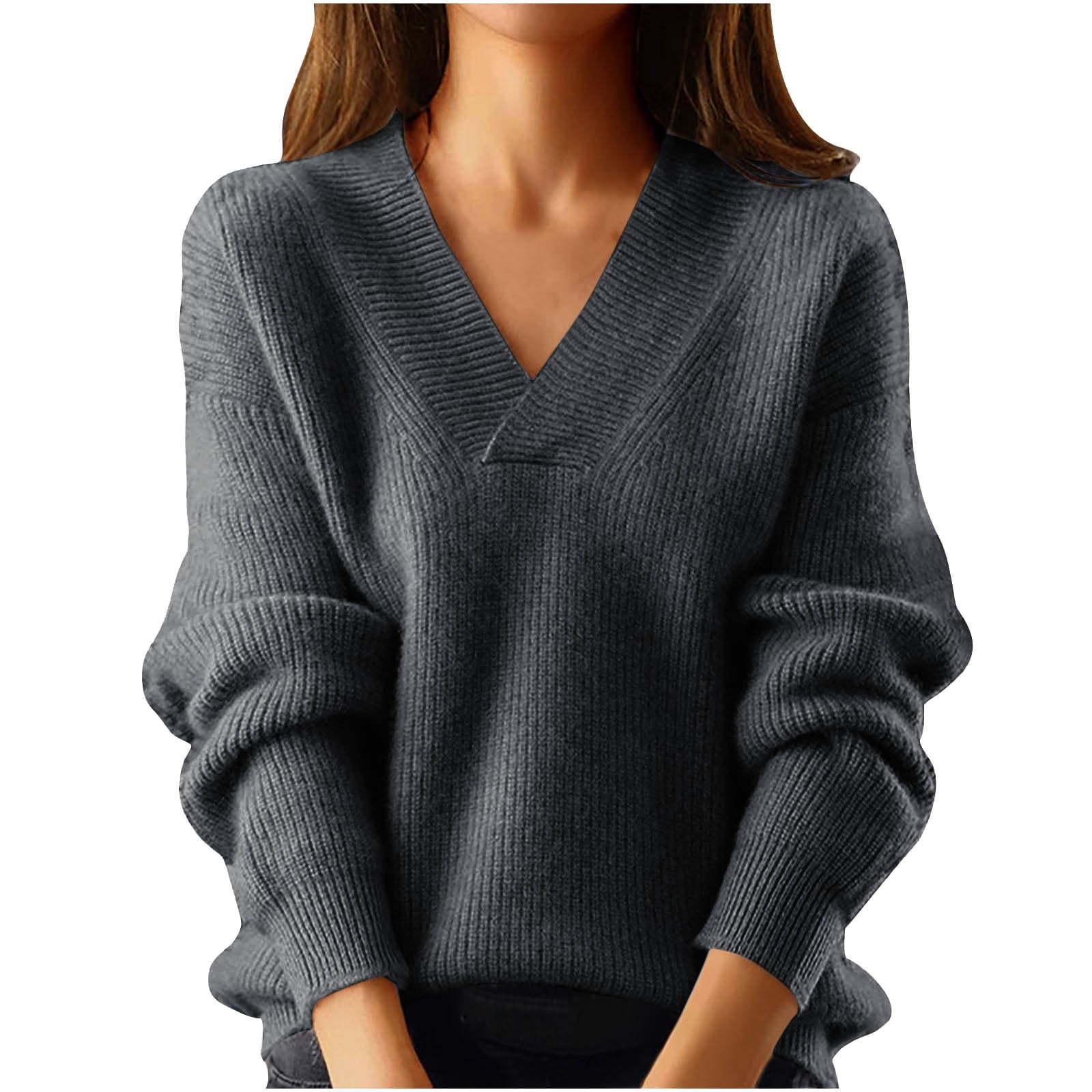 Click here for Aherbiu Oversized Sweater Tops For Women V Neck Lo... prices