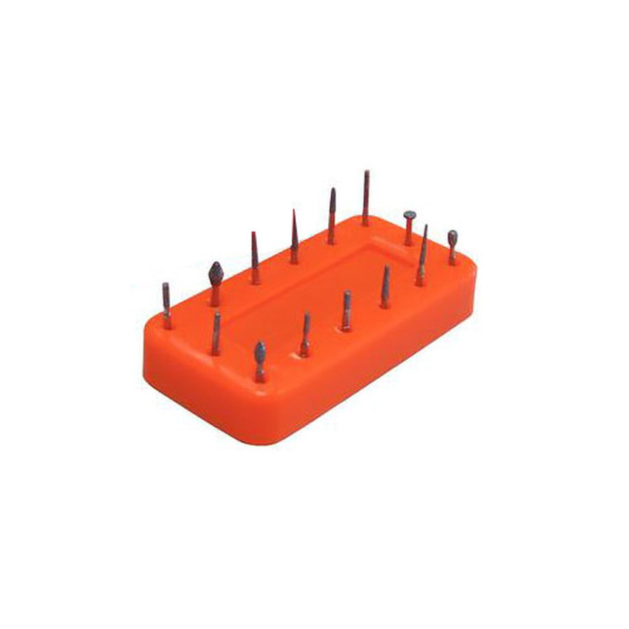 Magnetic RECTANGULAR BUR BLOCK, Orange (Capacity: 14,Diameter: 3" x 1½ ...