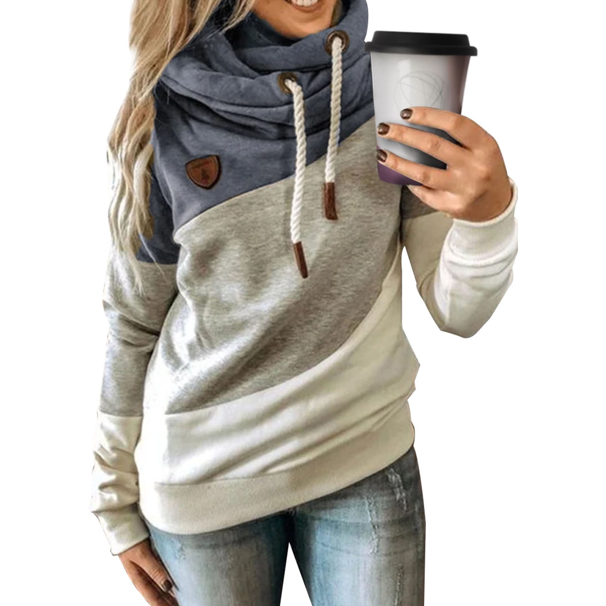 Click here for Mawclos Ladies Pullover Color Block Hoodies Drawst... prices