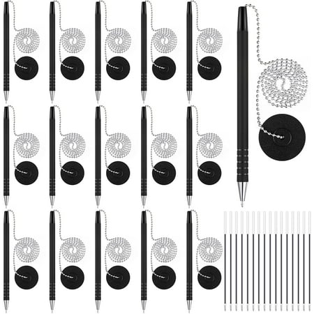 Security Pen Set with Bead Chain and Pen Holder, Desktop Pens with ...