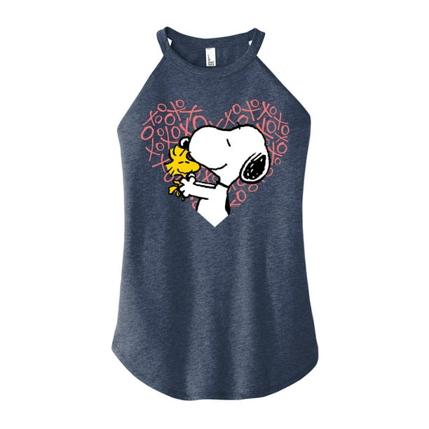 Peanuts - Snoopy Woodstock Xo Heart - Juniors High Neck Tank Top ...