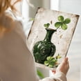 1pc Metal Wall Art, 8x12 Inches, Vintage Green Ceramic Vase with Four ...