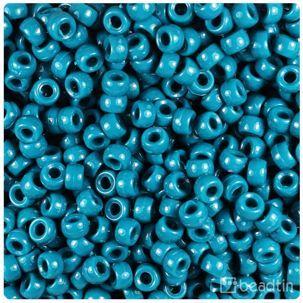 BeadTin Dark Teal Opaque 6.5mm Mini Barrel Pony Beads (1000pcs ...