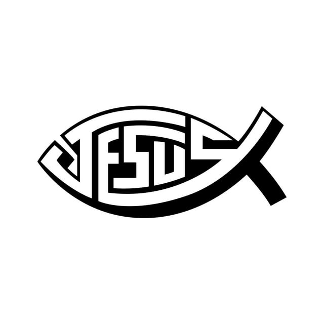 Jesus Fish Sticker Decal Die Cut - Self Adhesive Vinyl - Weatherproof - Made in USA - Many Color ...