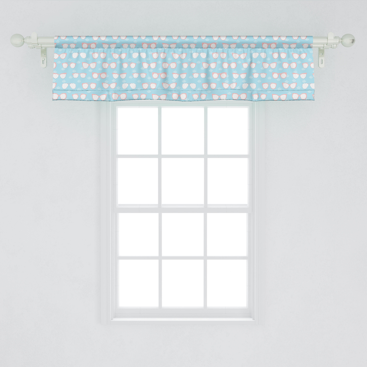 Ambesonne Pastel Window Valance, Eyeglasses on a Background of Mini ...