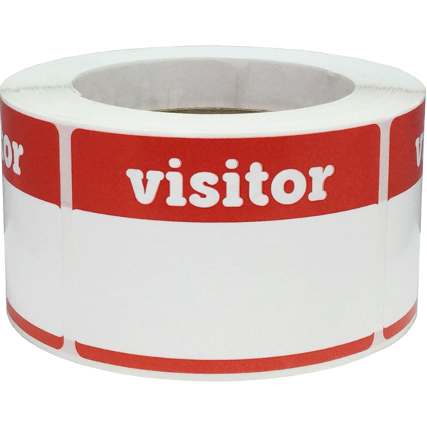 Visitor Labels Red Blank Space For Your Name 3 1/2 x 2 1/2 Inch ...