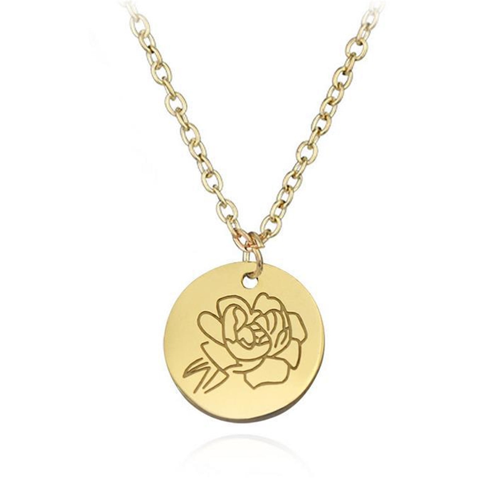 Flywake Chocker Leaf Flower Pendant NECKLACE 14K Gold Birth December ...