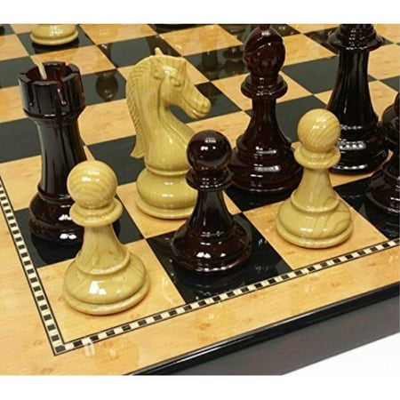 Large 4 14quot King Staunton High Gloss Chess Set w 18quot Walnut Maple ...