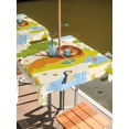 Cartoon Lion Square Outdoor Tablecloth with Umbrella Hole Penguins ...