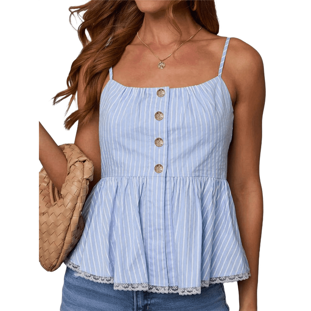 Click here for Unbranded Womens Striped Sleeveless Peplum Top Ruf... prices