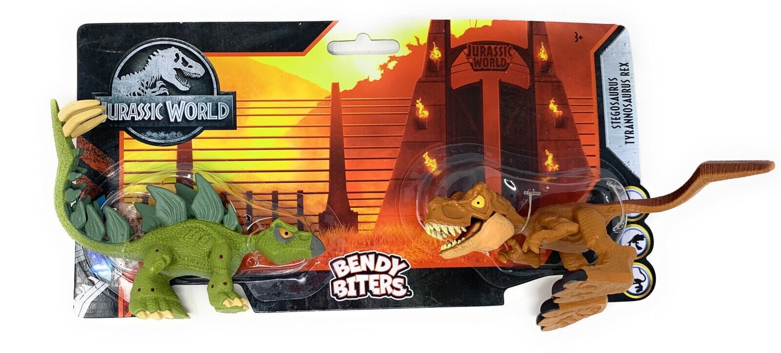 JURASSIC WORLD Bendy Biters Stegosaurus & Tyrannosaurus Rex - Walmart.com