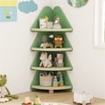 4-Tier Kids Christmas Tree Corner Bookshelf Green PP&HDPE Anti-Falling ...