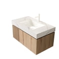 HMYG 36" White Sintered Stone Countertop and Undermount Ceramic Basin ...