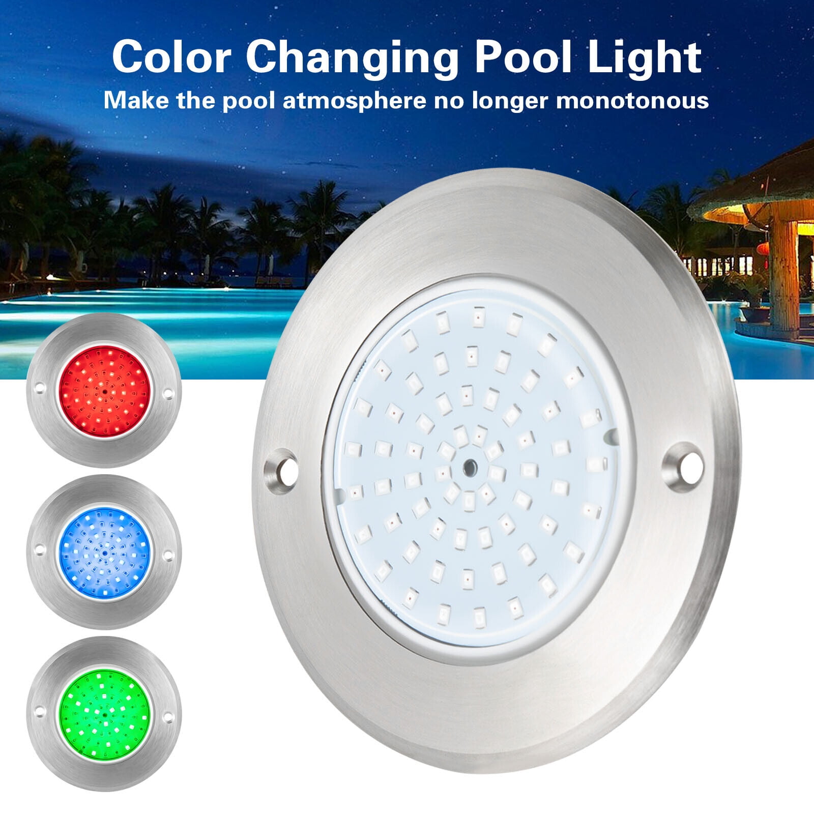 12V Inground Swimming Pool Lights,6W IP68 Waterproof Stainless Steel ...