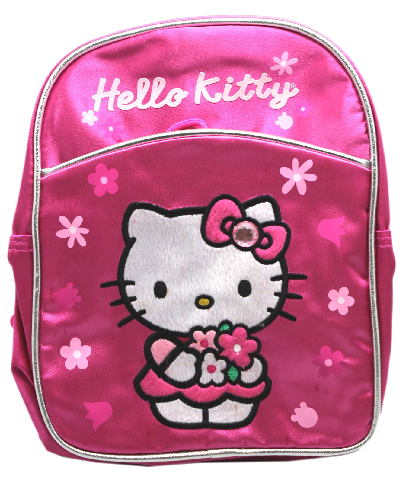 Hello Kitty Holding Flowers Shiny Pink Colored Mini Toddler Backpack ...