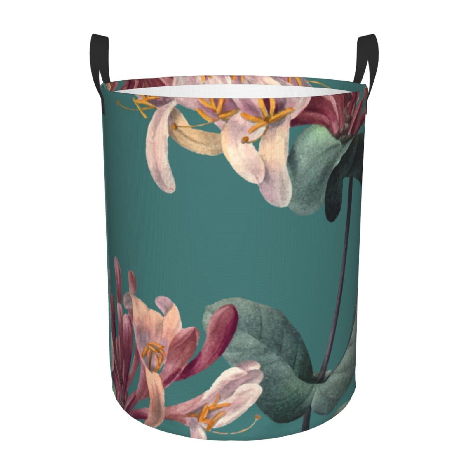 XMXT Collapsible Laundry Basket, Green Watercolor Flower Background ...