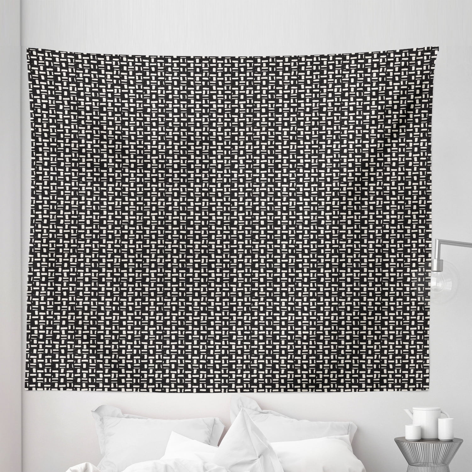 Black and Ivory Tapestry, Hand Drawn Repeating Stripes with Grunge ...