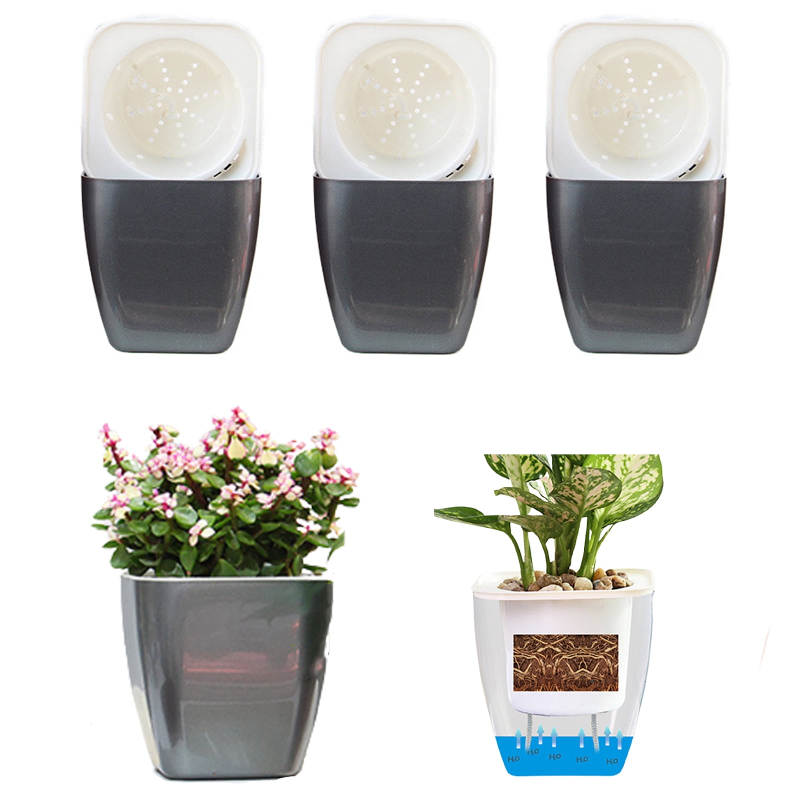 Bobasndm 3 Pack Self Supporting Planters and Pots for Indoor Plants ...
