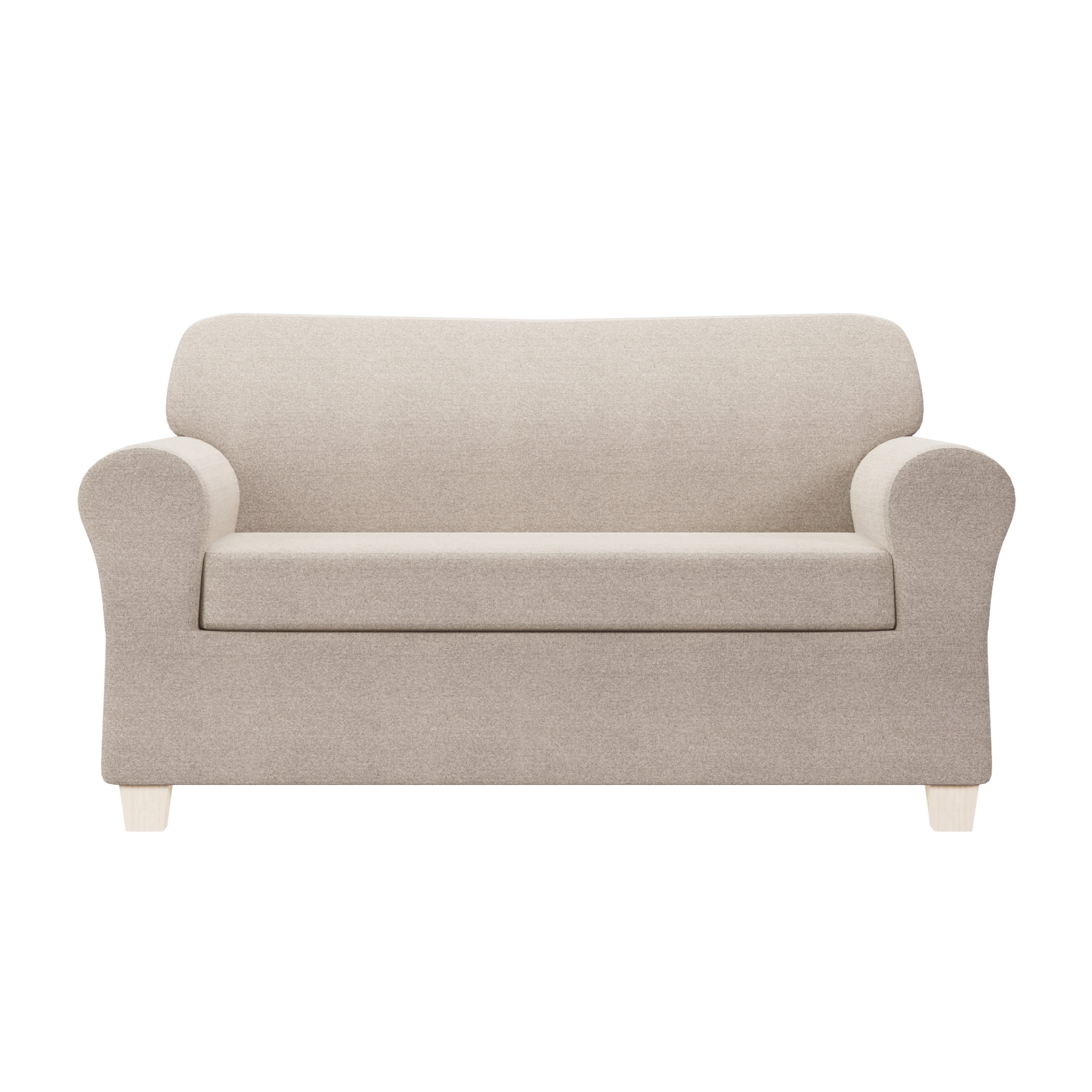 Zenna Home eco-smart 2-Piece Recycled Cotton Loveseat Slipcover, Khaki ...