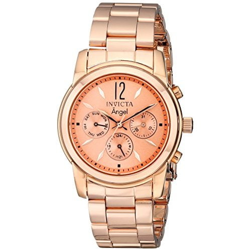 Invicta - Women's 12509 Angel Rose Dial 18k Rose Gold Ion-Plated Watch ...