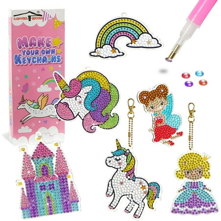 SHTUUYINGG 6 PCS Gem Keychains Art for Girls, Make Your Own Gem ...