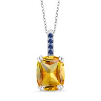Gem Stone King 2.92 Ct Yellow Citrine Blue Created Sapphire 925 ...