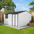 12x10ft Metal garden sheds outdoor storage sheds white+black with ...