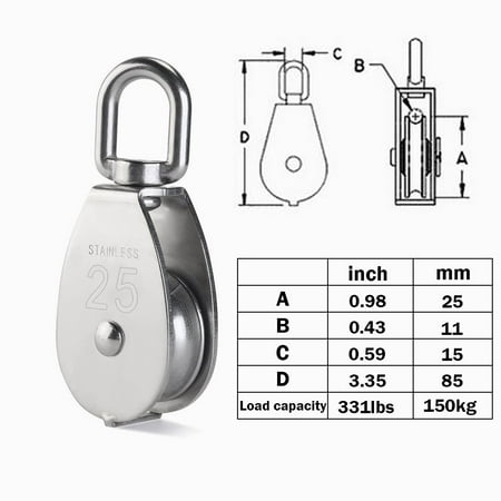 Stainless Steel Wire Rope Crane Pulley Block M20 Lifting Crane Swivel ...