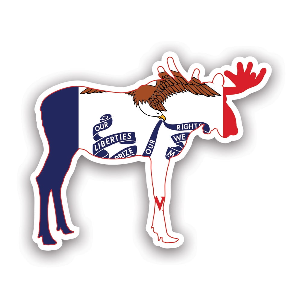Iowa Moose Shaped Flag Sticker Decal - Self Adhesive Vinyl ...