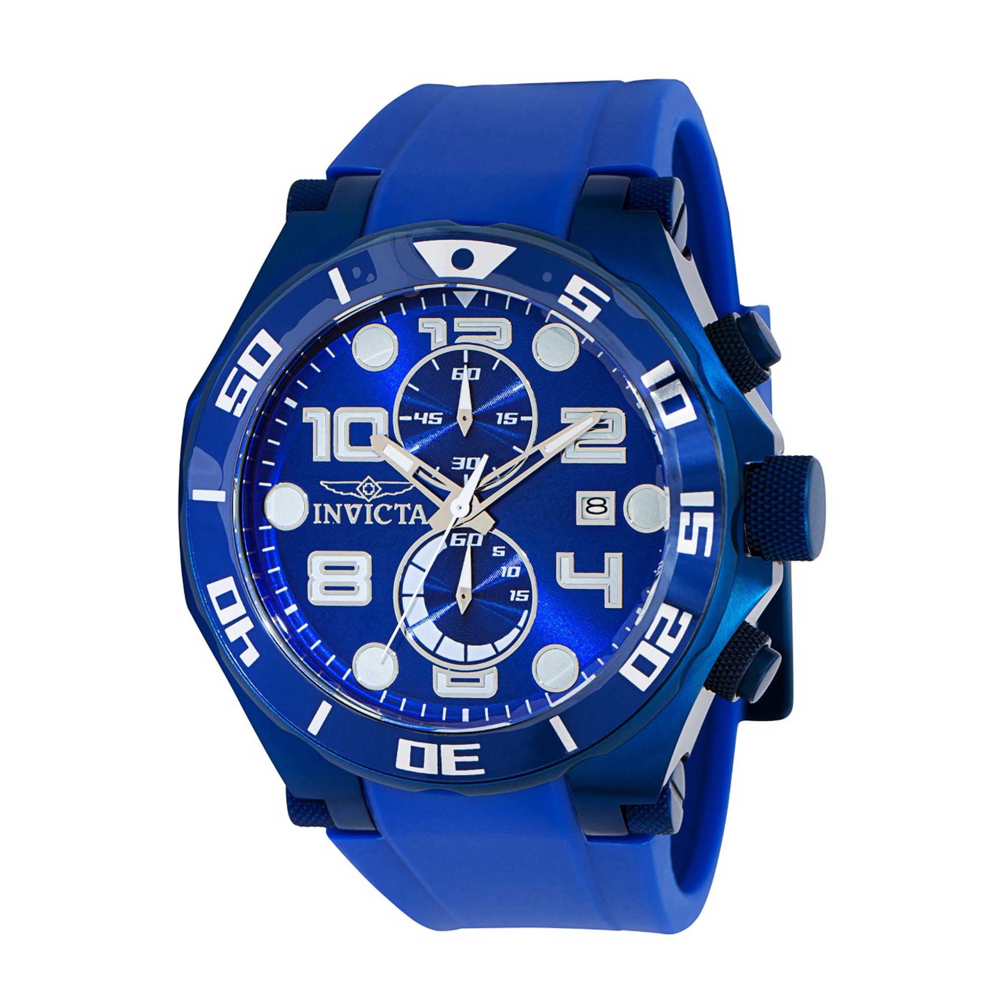 Invicta 40655 Men's Pro Diver Chronograph Blue Rubber Strap Watch ...