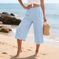 felwors Wide Leg Capri Pants Women Elastic Waist Comfy Lounge Pants ...