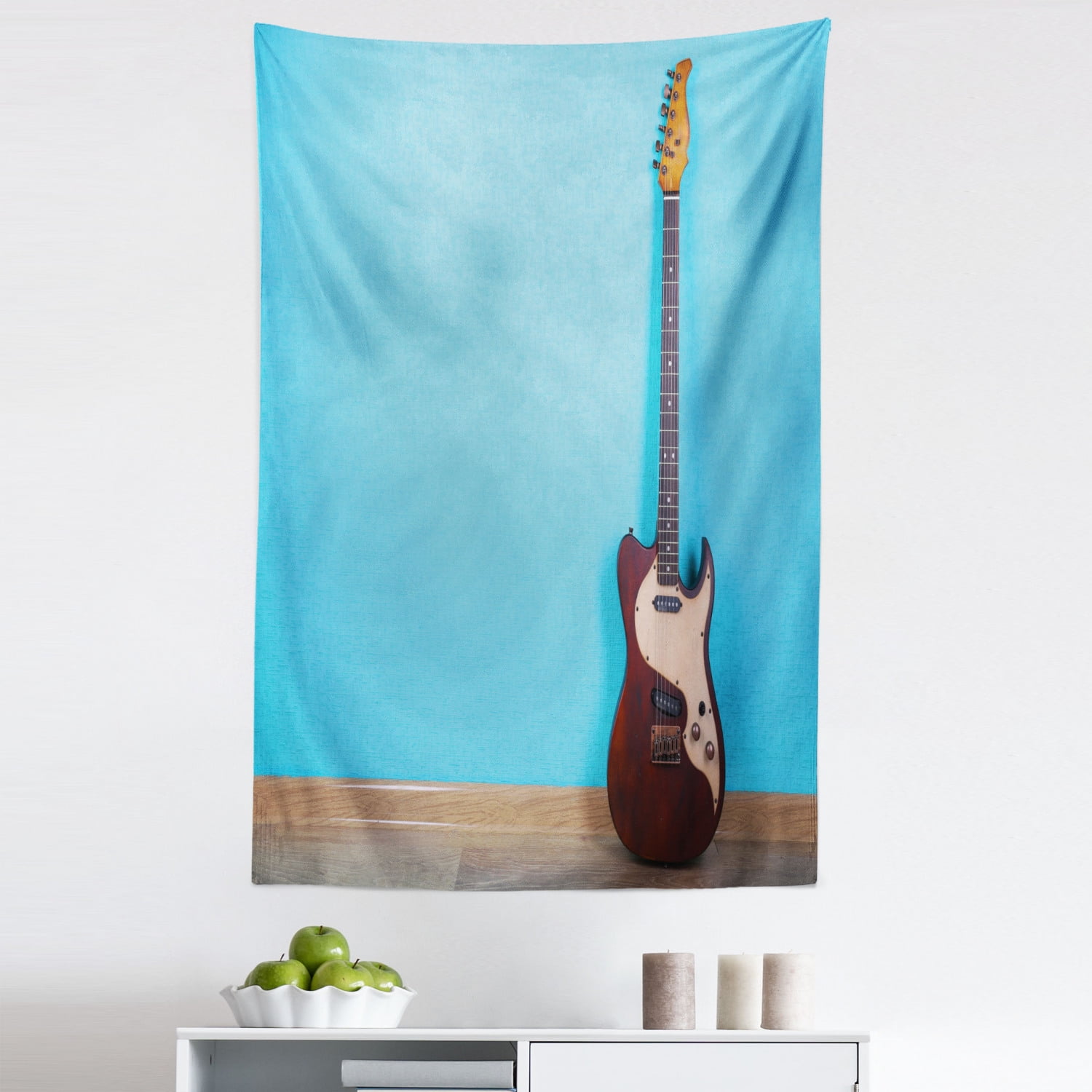 Guitar Tapestry, Rock Band Retro Photo of Electric Musical Instrument ...