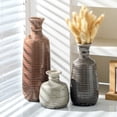 011 Vase Set - Brown Ceramic 3-Piece Decorative Vase Set for Home Decor ...