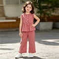 IFNWSV Summer Outfits for Girls 2 Piece Sleeveless Round Neck Bow Plaid ...