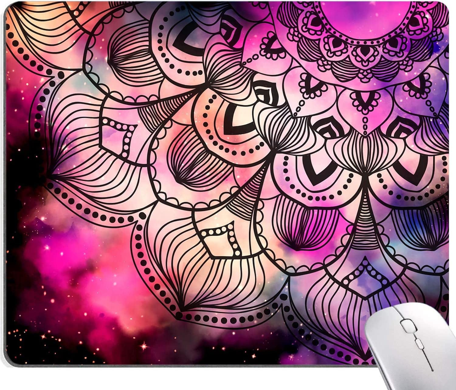 Mandala Flowers Mouse Pads, Colorful Vintage Pattern Floarl Mouse Pad ...