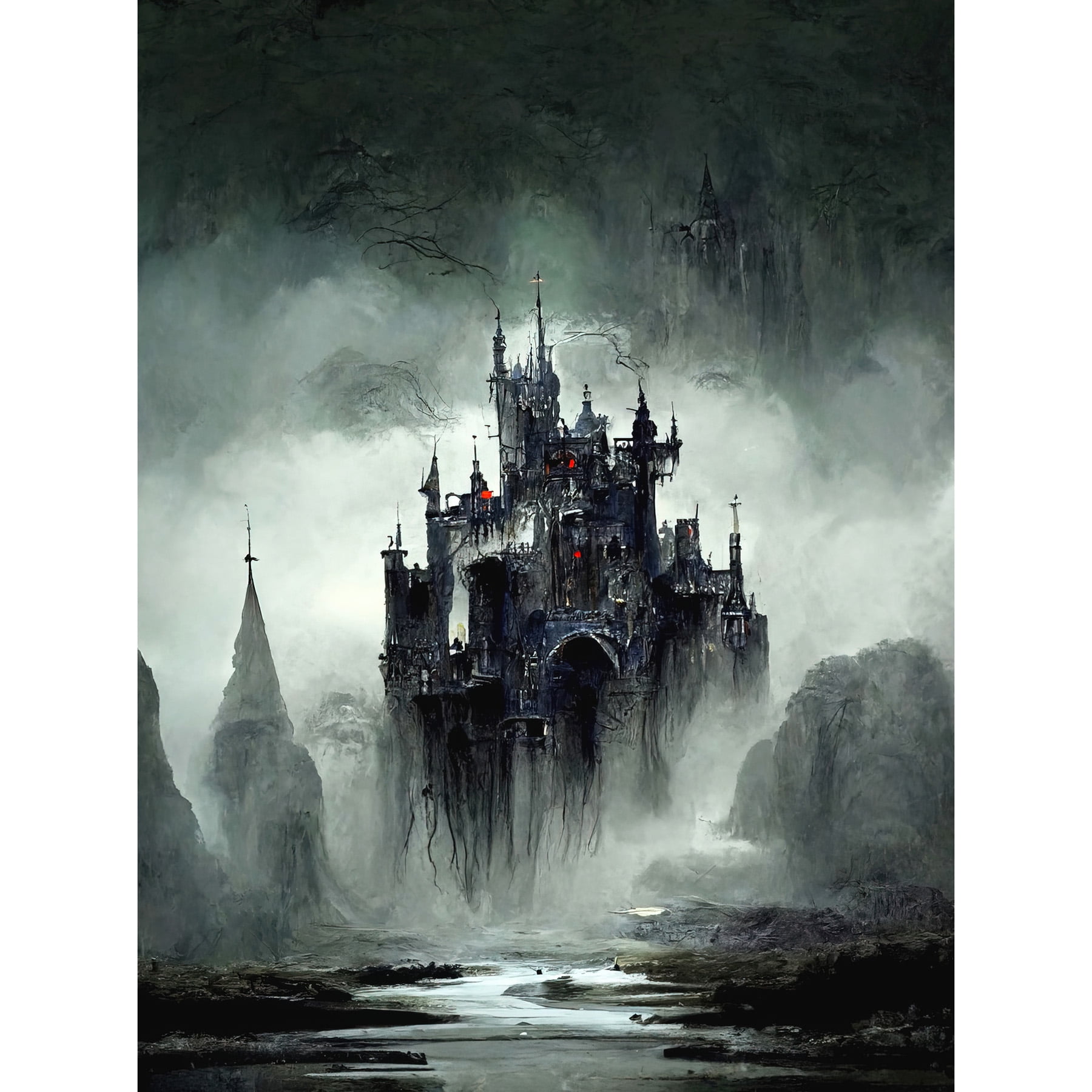 Dark Gothic Castle Fantasy Landscape Unframed Wall Art Print Poster ...