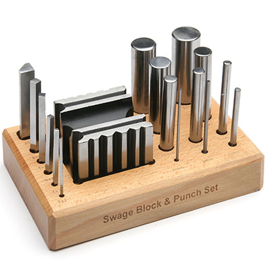 Steel Swage Block and Forming Design Block & 16 Punches Shaping Tools ...