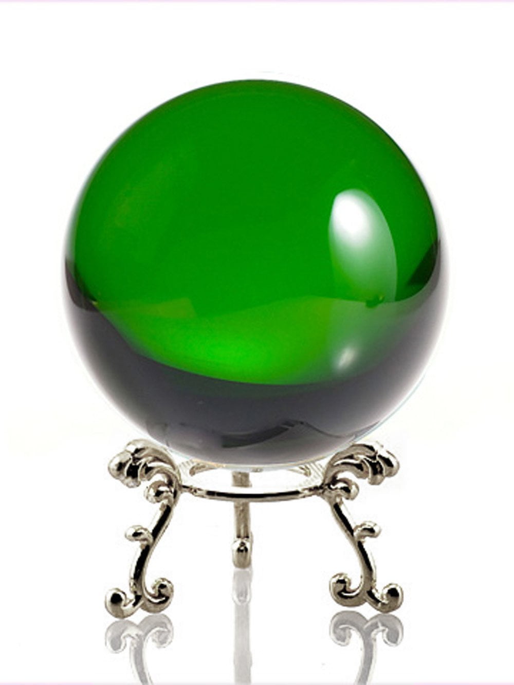 Amlong Crystal Green Crystal Ball 60mm (2.3 in.) with Silver Flower ...