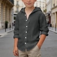Boys Button Down Shirt Long Sleeve Casual Summer Breathable Solid Beach ...