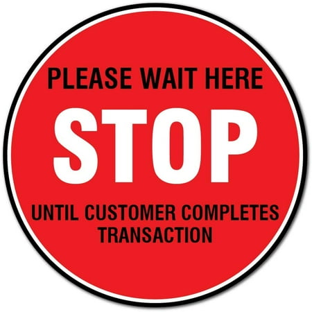 Public Safety Sign Stop Please Wait Here Non-Slip Floor Graphic | 6 ...