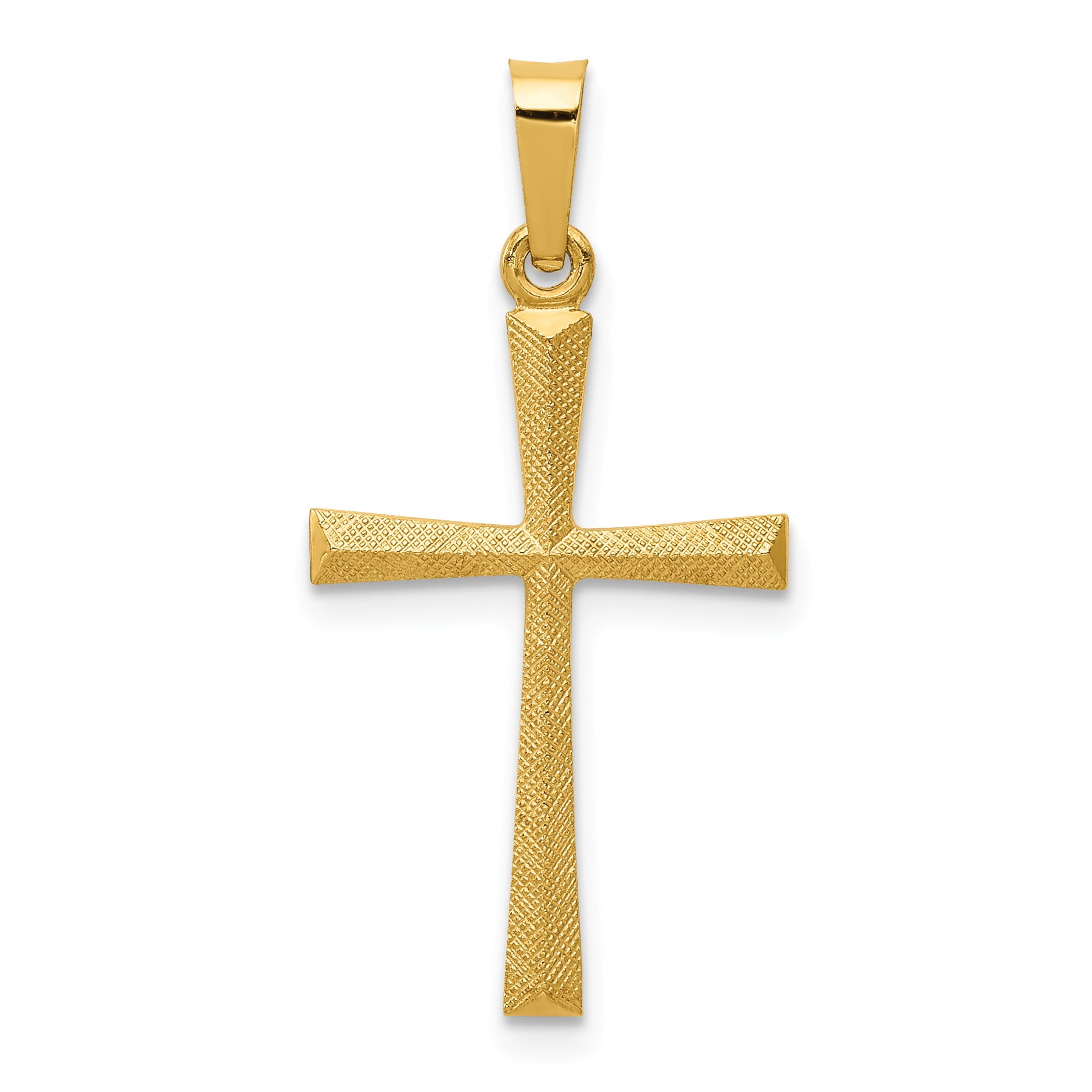 14k Textured and Polished Latin Cross Pendant in 14k Yellow Gold ...
