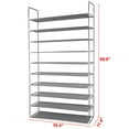 Ktaxon 50-Pair 10-Tier Shoe Rack, Gray Metal Shoe Shelf, Space-Saving ...