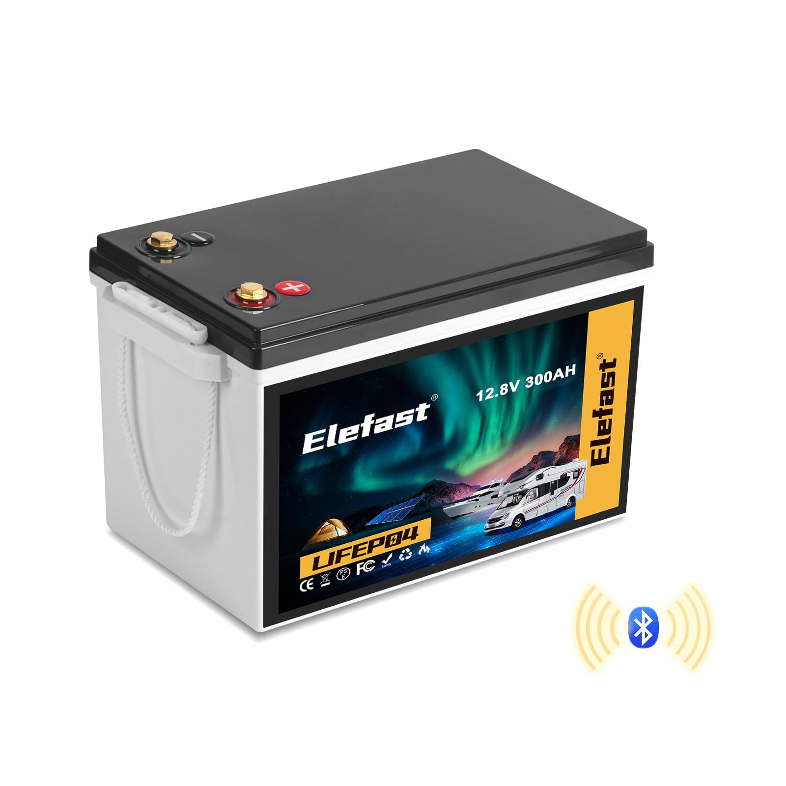 Batería Lifepo4 Elefast 12 V 300 AH con BMS de 200 A y Bluetooth ...