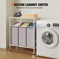 KFFKFF 3-Section Laundry Sorter Cart Rolling with Ironing Board ...